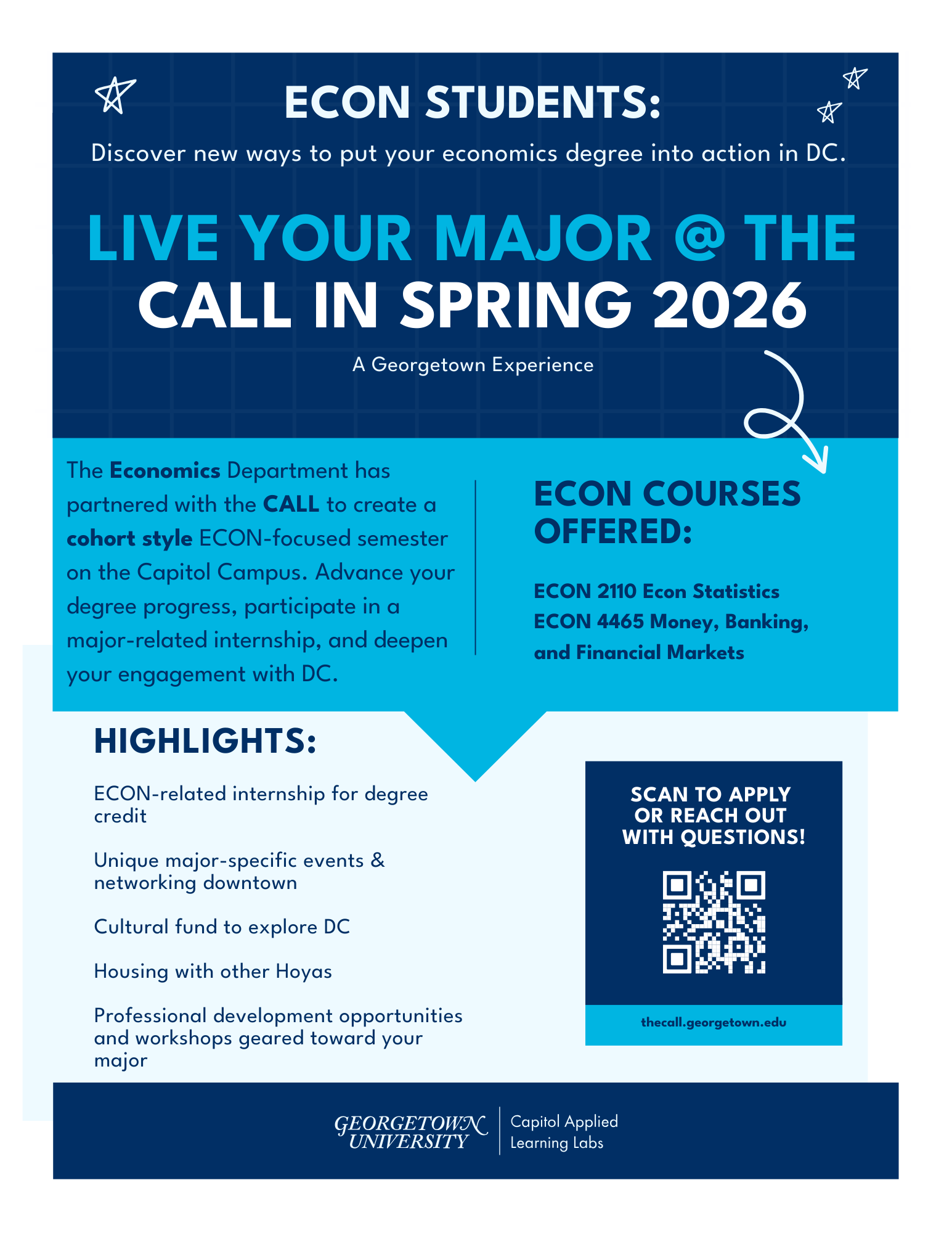 CALL Flyer for ECON Majors | Department of Economics | Georgetown ...